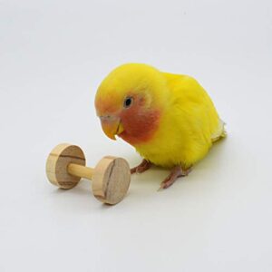 Scicalife Hamster Toys 4Pcs Wooden Parrot Toys Bird Chewing Toys Mini Dumbbell Playthings for PetAquarium Pipe Fittings Bird Toys