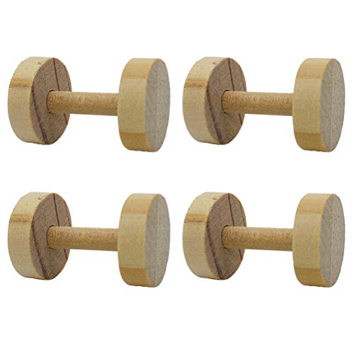 Scicalife Hamster Toys 4Pcs Wooden Parrot Toys Bird Chewing Toys Mini Dumbbell Playthings for PetAquarium Pipe Fittings Bird Toys