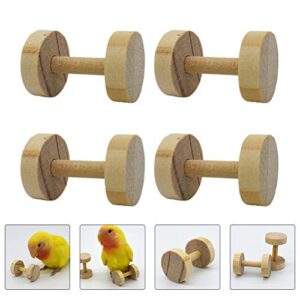 Scicalife Hamster Toys 4Pcs Wooden Parrot Toys Bird Chewing Toys Mini Dumbbell Playthings for PetAquarium Pipe Fittings Bird Toys