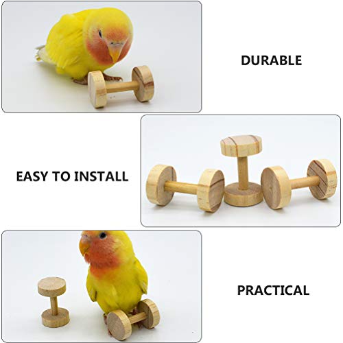 Scicalife Hamster Toys 4Pcs Wooden Parrot Toys Bird Chewing Toys Mini Dumbbell Playthings for PetAquarium Pipe Fittings Bird Toys