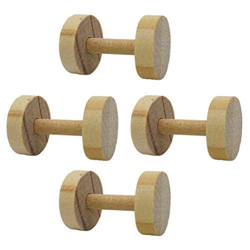 Scicalife Hamster Toys 4Pcs Wooden Parrot Toys Bird Chewing Toys Mini Dumbbell Playthings for PetAquarium Pipe Fittings Bird Toys