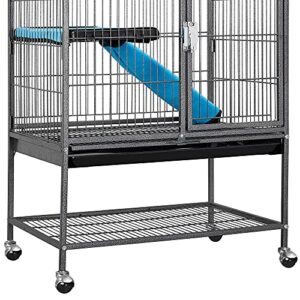 Topeakmart Metal Rolling Ferrets Cage, Small Animal Cage for Adult Rats, Single Unit Critter Nation Cage with Removable Ramp & Platform, Black