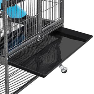 Topeakmart Metal Rolling Ferrets Cage, Small Animal Cage for Adult Rats, Single Unit Critter Nation Cage with Removable Ramp & Platform, Black