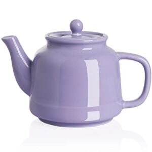 sweejar porcelain teapot with infuser and lid, 35 fl oz teaware with stainless steel filter for tea, milk, coffee, office, home, purple