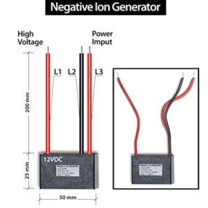 SHOPCORP 12VDC Variable Density Plasma Negative Ion Generator Module – Portable Air Ionizer