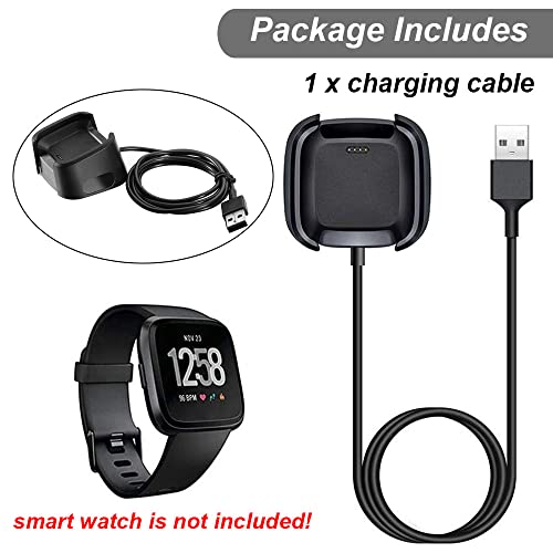 Emilydeals Charger for Fitbit Versa/Versa Lite, Replacement USB Charging Dock with 3.3ft Cable Cord for Fitbit Versa Lite, Versa Smartwatch (Black)