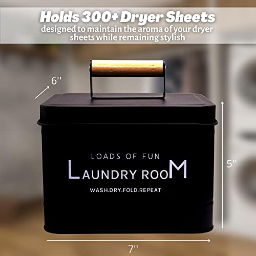 M.C.S. Modern Farmhouse Metal Laundry Bin, Dryer Sheet Holder Laundry Detergent Dispenser with Lid and Scoop for Laundry Room Decor and Space Saving Laundry Room Organization and Storage