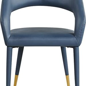 Meridian Furniture Destiny Collection Modern | Contemporary Faux Leather Upholstered Rounded Back Dining Chair, 23" W x 23" D x 31.5" H, Navy