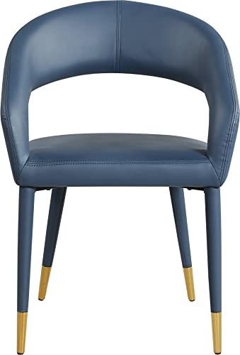 Meridian Furniture Destiny Collection Modern | Contemporary Faux Leather Upholstered Rounded Back Dining Chair, 23" W x 23" D x 31.5" H, Navy