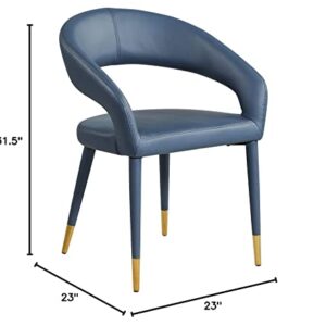 Meridian Furniture Destiny Collection Modern | Contemporary Faux Leather Upholstered Rounded Back Dining Chair, 23" W x 23" D x 31.5" H, Navy