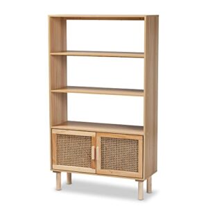 baxton studio faulkner bookcases, beige/natural brown