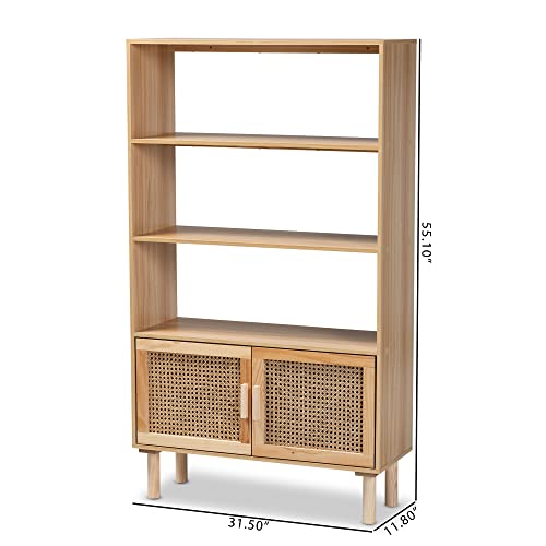 Baxton Studio Faulkner Bookcases, Beige/Natural Brown