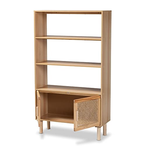 Baxton Studio Faulkner Bookcases, Beige/Natural Brown