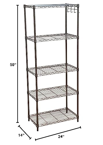 Juggernaut Storage 24"W x 14"D x 59"H Five-Shelf Steel Shelving Unit, 1000 lb Capacity, Silver,SWS241459-5S