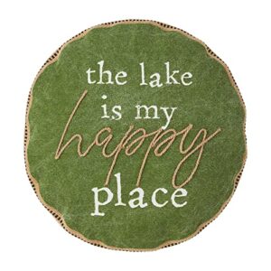 mud pie round lake pillow, 18" dia, happy place