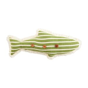 mud pie shaped lake pillow, 21" x 10", green fish