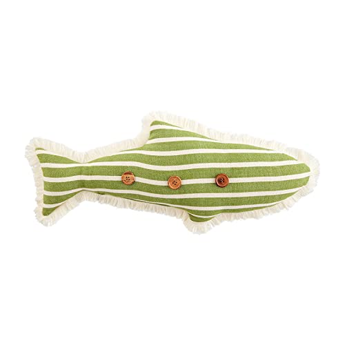 Mud Pie Shaped Lake Pillow, 21" x 10", Green Fish