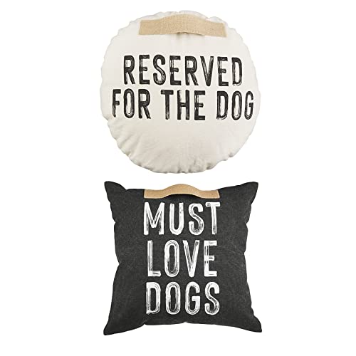 Mud Pie Lover Jute Handle Pillow, 18" Dia, Reserved for The Dog