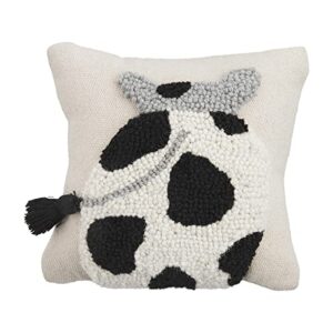 Mud Pie Mini Farm Hook Pillow, 8" x 8", Cow