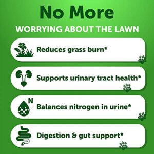 Grass Burn Spot Chews for Dogs - Dog Pee Lawn Spot Saver Caused by Dog Urine - Grass Treatment Rocks - Cranberry + Digestive Enzymes - Dog Urine Neutralizer for Lawn