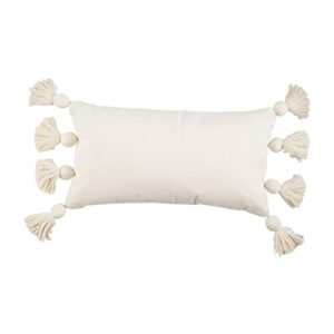 mud pie cream chunky tassel pillow, 22" x 12", lumbar