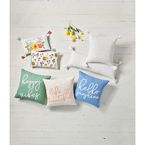 Mud Pie Color Sentiment Dhurrie Pillow, 22" x 22", Life is Beautiful