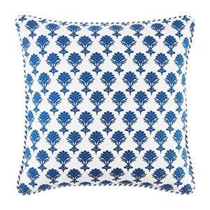 mud pie blue indigo pillow, 20" x 20", flower