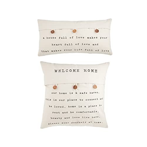 Mud Pie Button Pillow, 18" x 18", Welcome Home