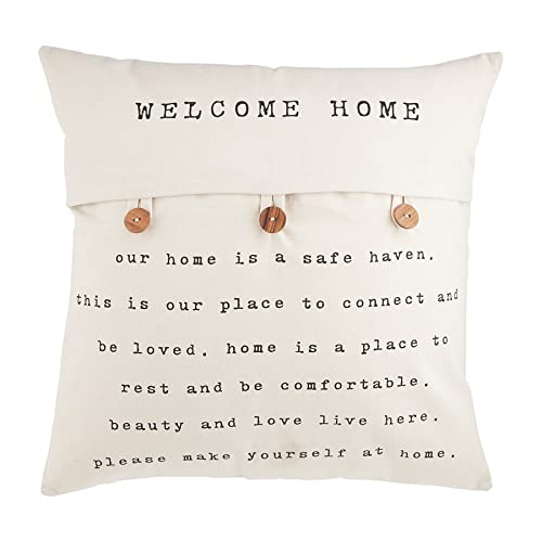 Mud Pie Button Pillow, 18" x 18", Welcome Home