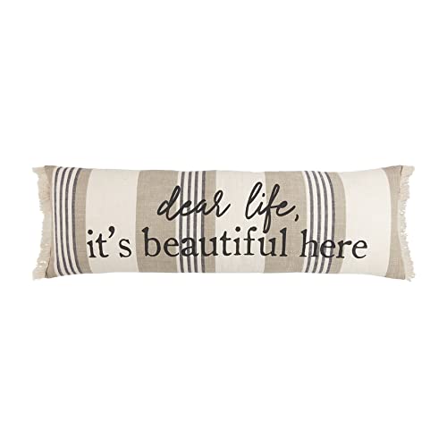 Mud Pie, Dear Striped Life Pillow, 35" x 11"