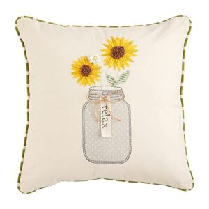 mud pie floral applique pillow, 18" x 18", relax