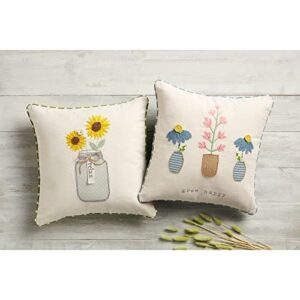 Mud Pie Floral Applique Pillow, 18" x 18", Relax