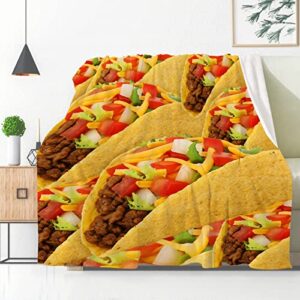 taco blanket throw, funny food blanket gift for daughter and son, ultra soft lightweight flannel fleece micro blanket for couch home bed sofa travel chairs 30"x40" for toddler/little pets