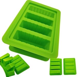 Butter Molds Silicone Tray 2packs - with Silicone Spatula, Container with Lid 4 Stick Forms for Making Herb Butter Candles Baking Cookies (LXE02.2 Green & Purple)