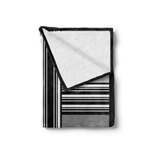 Ambesonne Letter T Throw Blanket, Monochrome Style Lines and Stripes with Old Vintage Look Classic Geometry, Flannel Fleece Accent Piece Soft Couch Cover for Adults, 50" x 60", Charcoal Grey White