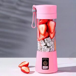 Portable Mixer Multifunctional USB Electric Blender Food Smoothie Maker Blender Stirring Rechargeable 6-leaf Fruit Juicer Cup (pink)