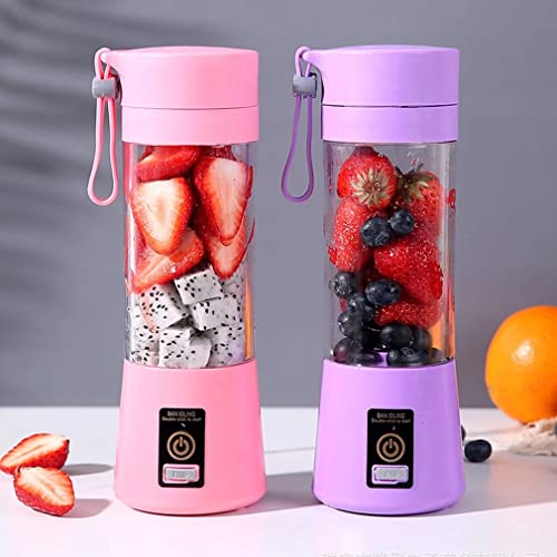 Portable Mixer Multifunctional USB Electric Blender Food Smoothie Maker Blender Stirring Rechargeable 6-leaf Fruit Juicer Cup (pink)