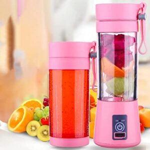 Portable Mixer Multifunctional USB Electric Blender Food Smoothie Maker Blender Stirring Rechargeable 6-leaf Fruit Juicer Cup (pink)