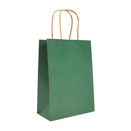 GARROS Green Kraft Paper Bags 5.8x3x8, Gift Bags, Christmas Kraft Bags With Handles, Paper Shopping Bags, Craft Bags, Merchandise Bags,6 Pcs Each