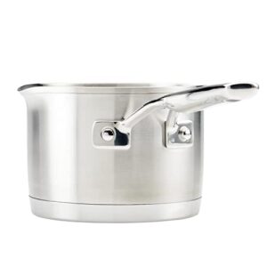 KitchenAid 3-Ply Base Stainless Saucepan with Pour Spouts, 1.5 Quart, Brushed Stainless Steel