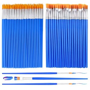 small paint brushes bulk, anezus 100 pcs paint brushes for kids acrylic paint brushes set with flat and round pointed paint brushes craft paint brushes for classroom watercolor canvas face painting