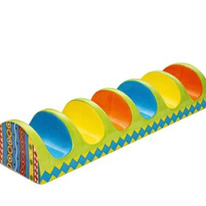 Ceramic Taco Holder Stand - Colorful Handmade Taco Stand with 6 Dividers - Taco Shell Holder for Soft or Hard Taco Shells for Taco Tuesday, 14 Inches Long by 4 Inches Wide