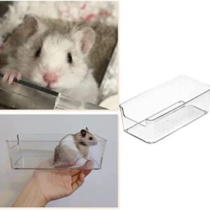 Hamster Sand Bath Box Transparent Acrylic Bathroom Small Animal Cleaning Supplies Dust Removal Bathtub Bathing Container for Hamster Gerbil Sugar Glider (2 Pcs)