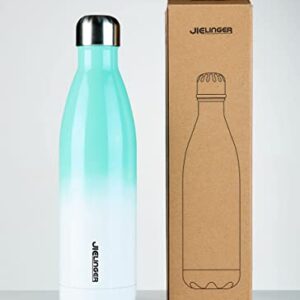 JIELINGER Insulated Stainless Steel Water Bottle -Vacuum Double-Walled Thermos 17Oz - Reusable Metal Water Bottle - Leak-Proof Sports Flask BPA-Free – (Teal shadow, Small)