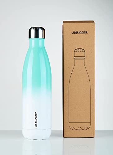 JIELINGER Insulated Stainless Steel Water Bottle -Vacuum Double-Walled Thermos 17Oz - Reusable Metal Water Bottle - Leak-Proof Sports Flask BPA-Free – (Teal shadow, Small)