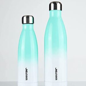 JIELINGER Insulated Stainless Steel Water Bottle -Vacuum Double-Walled Thermos 17Oz - Reusable Metal Water Bottle - Leak-Proof Sports Flask BPA-Free – (Teal shadow, Small)