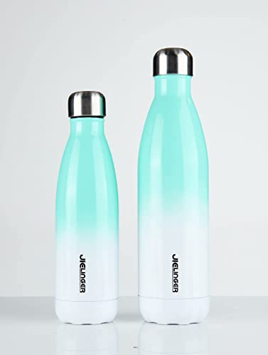 JIELINGER Insulated Stainless Steel Water Bottle -Vacuum Double-Walled Thermos 17Oz - Reusable Metal Water Bottle - Leak-Proof Sports Flask BPA-Free – (Teal shadow, Small)