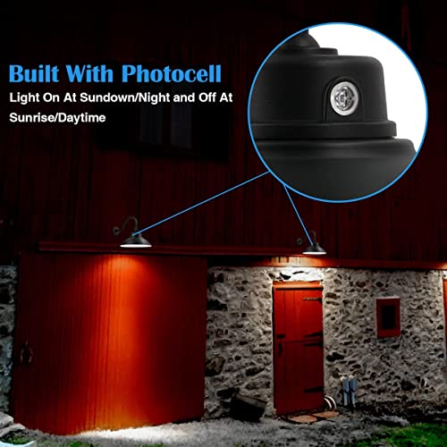 ZJOJO LED Barn Lights Outdoor Gooseneck Barn Light,14in. 42W 4200lm Exterior LED Lights Fixture with Wall Mount for Patio, Black Industrial Porch Light for Farmhouse Entryway 5000KDaylight-2Pack