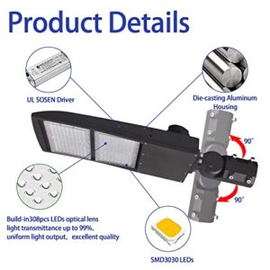 OSTEK 150W LED Parking Lot Light 21,000 LM (140lm/w) 4000K LED Pole Light Outdoor Area Street Lighting [600-700W HID/HPS Equiv.] Adjustable Direct Arm- Commercial Shoebox Light 100-277V,UL&DLC Listed