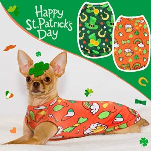 5 Pieces Dog Shirt Breathable Pet T-Shirt Pullover Shamrock Cute Dog Puppy Clothes Plaid Heart Printed Green Funny Dog Apparel Costume for Small Large Dog Cat (Large)